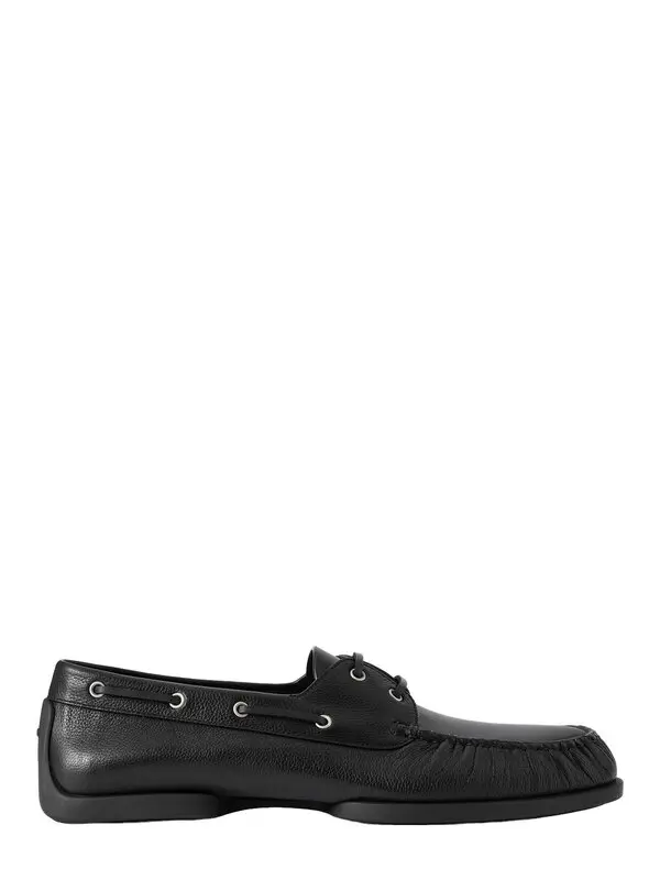 JIL SANDER Leather Boat Shoes - Black