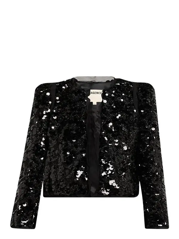 L'Agence Shai Sequined Tweed Jacket - Black