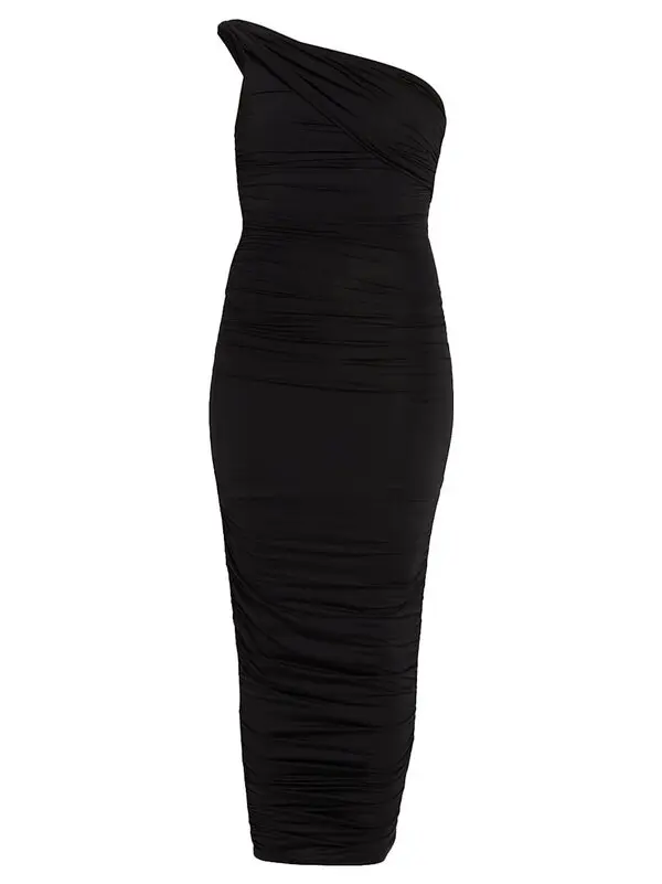 L'Agence Cheryl Shirred Midi Dress - Black