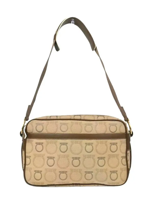 FERRAGAMO 1990-2000s Gancini-jacquard Shoulder Bag - Brown