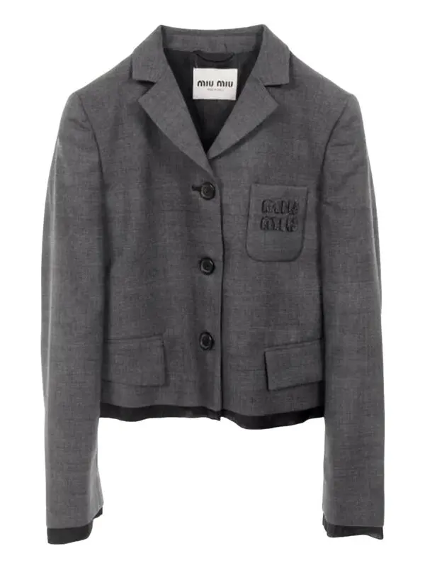 Miu Miu Prince Of Wales-check Jacket - Grey