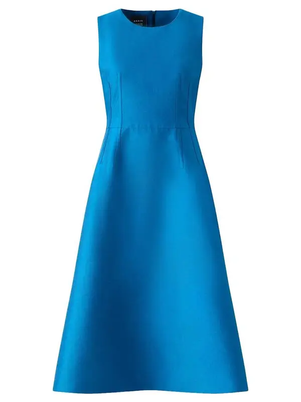 Akris Dupion Sleeveless Silk Shantung Midi Dress - Twilight