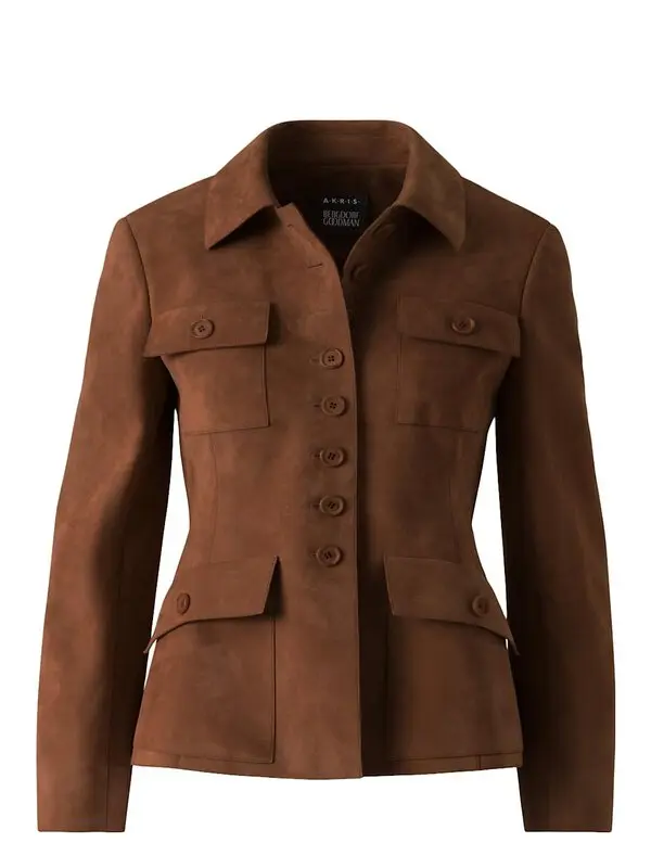 Akris Delia Suede Utility Jacket - Warm Brown