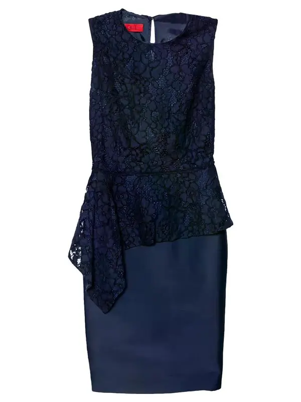 Carolina Herrera Peplum Lace Midi Dress - Blue