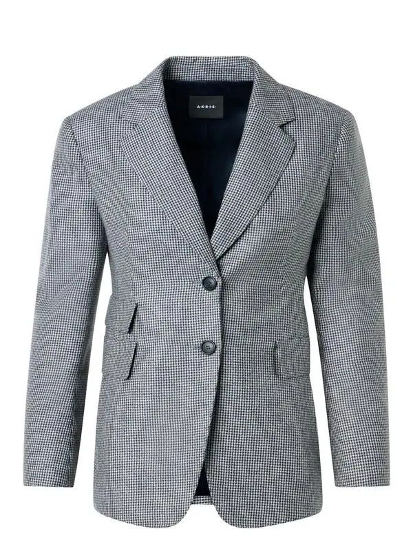 Akris Arie Cashmere Houndstooth Blazer - Navy/ecru