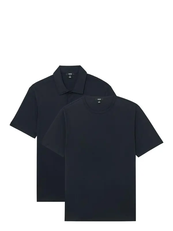 REISS Count/earl Airwater-cotton T-shirt And Polo Shirt 2-pack - Navy