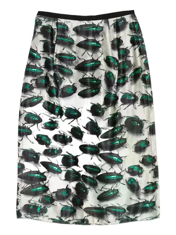 LANVIN Beetle-print High-waisted Skirt - Neutrals