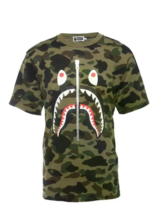 A BATHING APE Shark-motif Camouflage T-shirt - Green