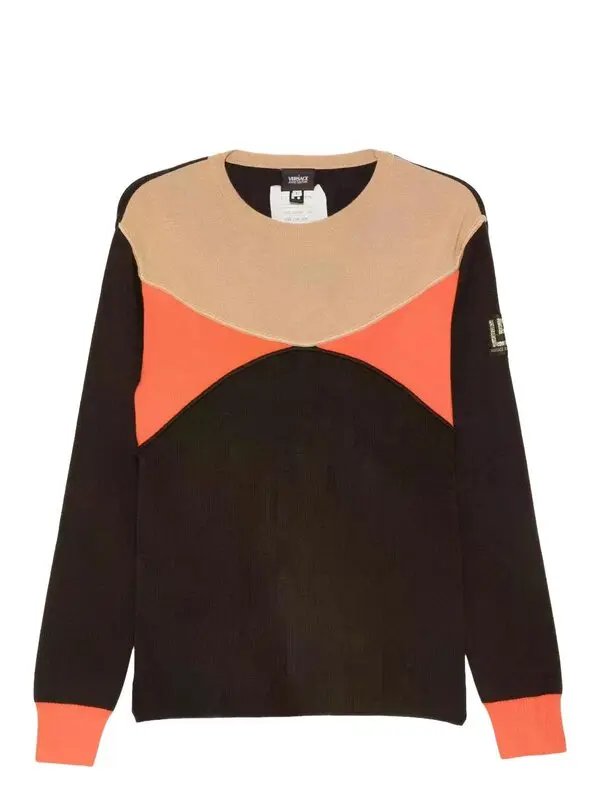 Versace 2001-2002 Colour-block Crew-neck Sweater - Neutrals