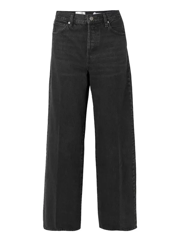 FRAME The Collegiate High-rise Wide-leg Jeans - Black