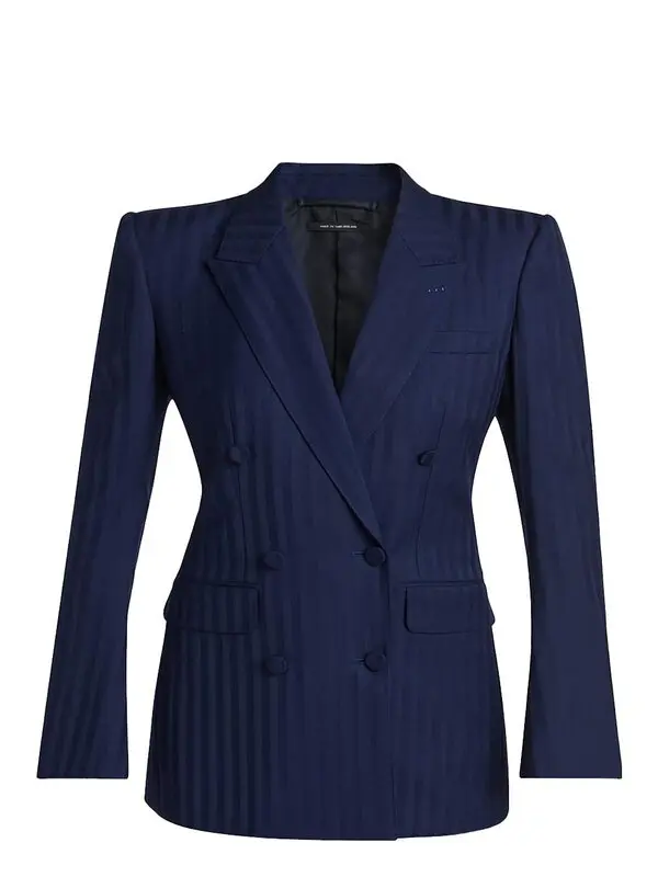 TOM FORD Tonal Striped Jacquard Single-breasted Jacket - Ocean Cave