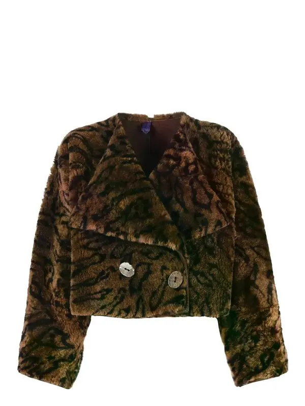 A.N.G.E.L.O. VINTAGE CULT 2000s Tiger Pattern Cropped Coat - Brown