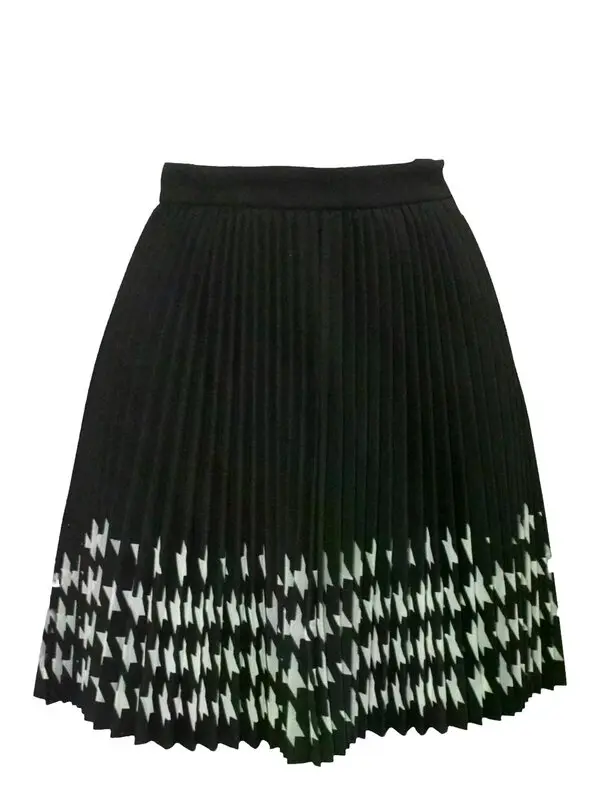 MSGM Pleated Houndstooth Skirt - Black