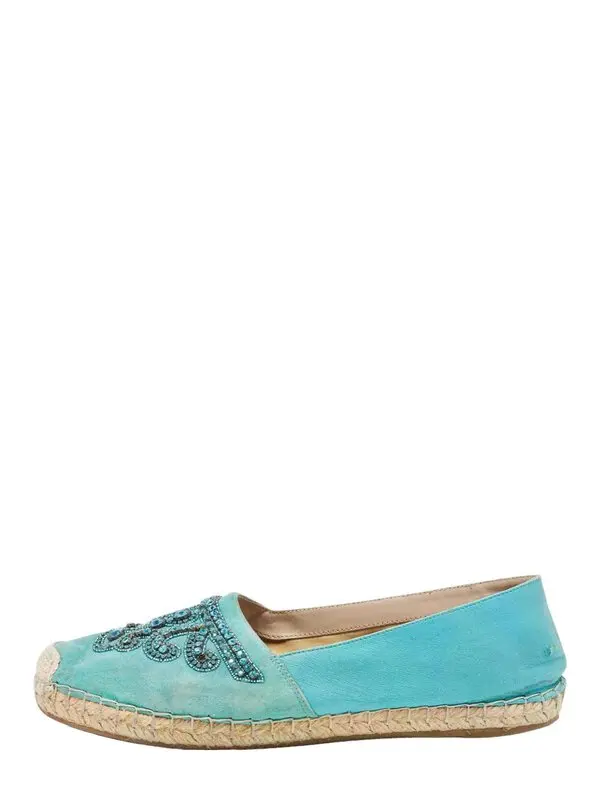 LE SILLA Embellished Jute Flat Espadrilles - Blue