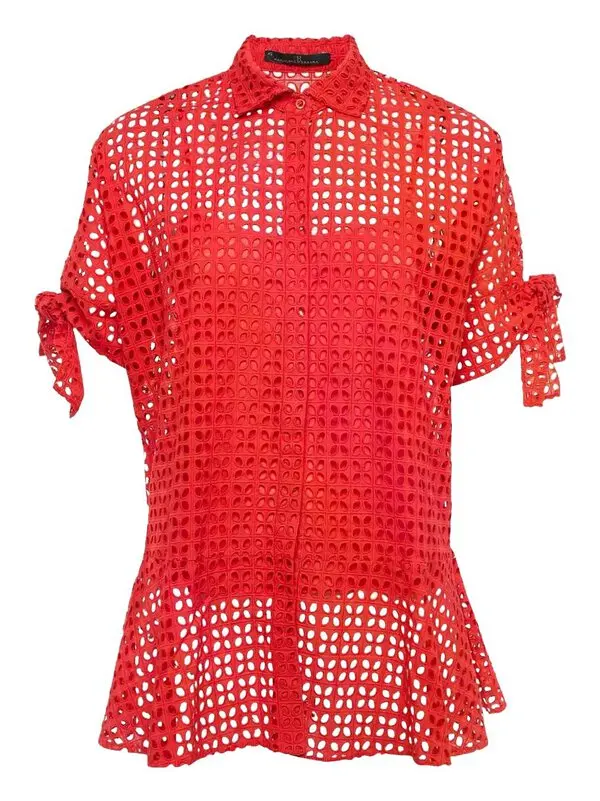 Carolina Herrera Vintage Embroidered Shirt - Red