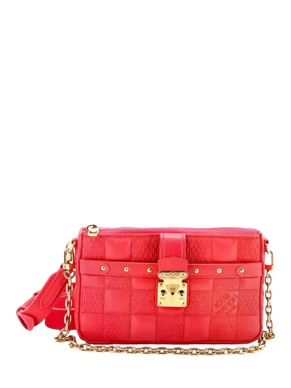 LOUIS VUITTON Pochette Troca Damier Quilted Lambskin Mm Shoulder Bag - Red