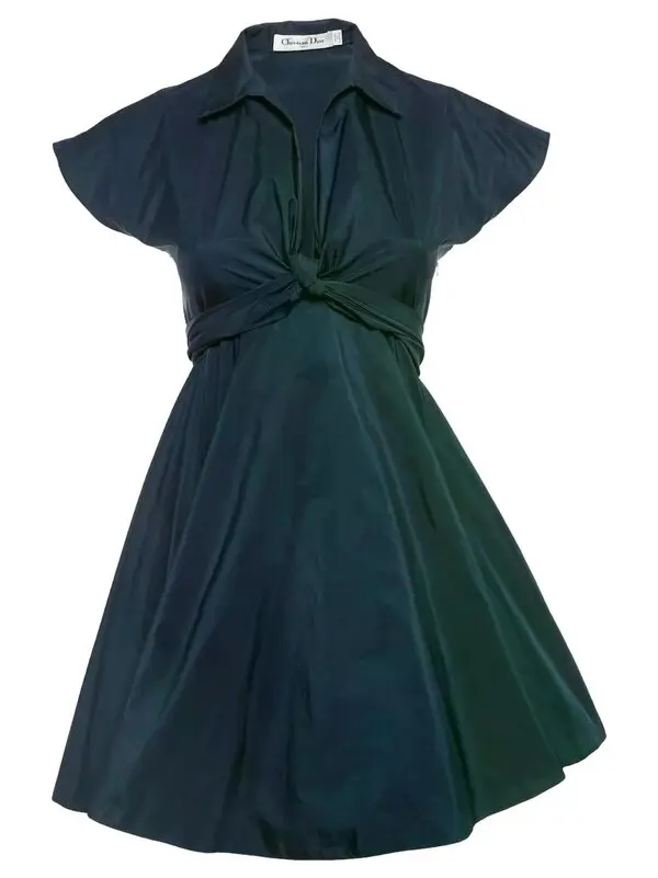 Dior Knotted Short-sleeve Mini Dress - Blue