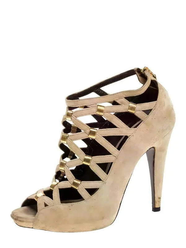 Roberto Cavalli 105mm Suede Ankle Boots - Neutrals