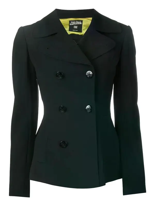 JEAN PAUL GAULTIER Double Breasted Jacket With Embroidered Detail - Black