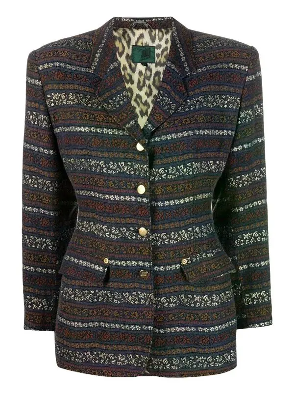 JEAN PAUL GAULTIER 1990s Patterned Jacquard Blazer - Blue