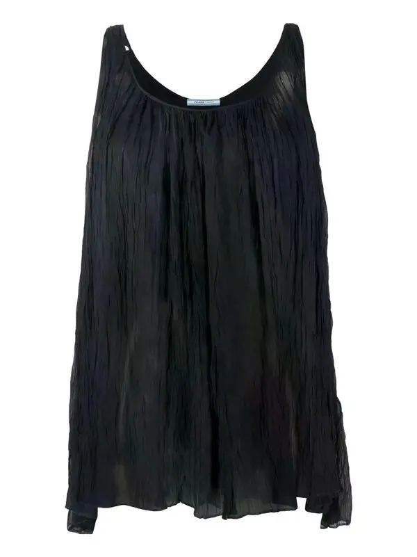 Prada 2000s Sleeveless Silk Blouse - Blue