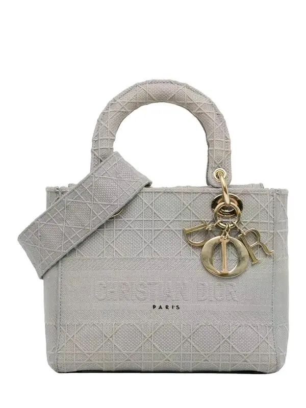 Dior 2020 Medium Cannage Lady D-lite Satchel - Grey