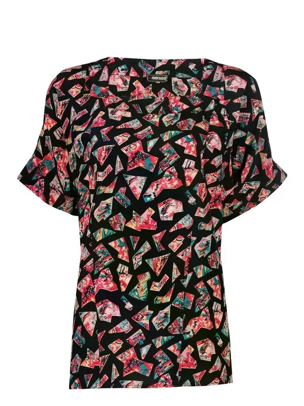 Fendi 1980s Geometric Print Top - Black