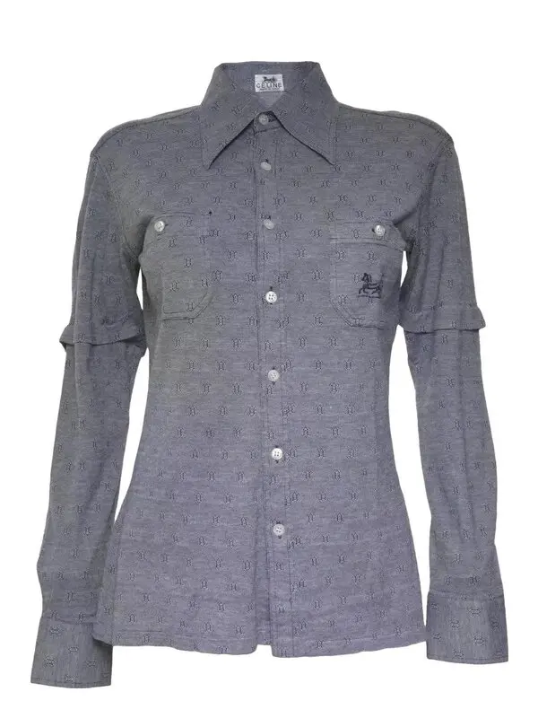 Celine Macadam-pattern Chest-pocket Shirt - Blue