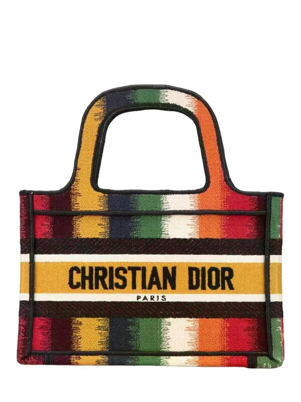 Dior Mini D Stripes Book Tote Handbag - Yellow