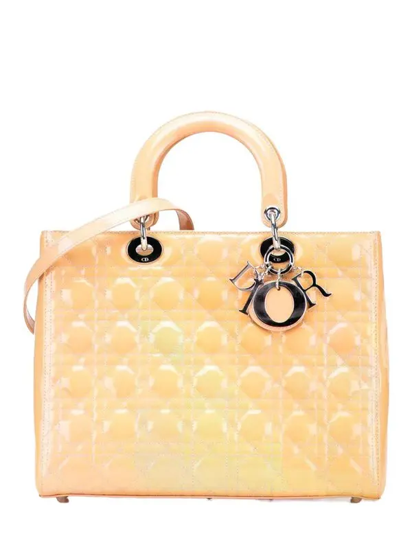 Dior 2012 Large Patent Cannage Lady Satchel - Brown