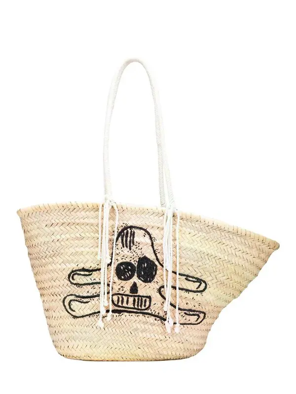 Celine 2020 Andre Butzer Large Raffia Classic Wanderer Embroidered Shopping Tote Bag - Brown
