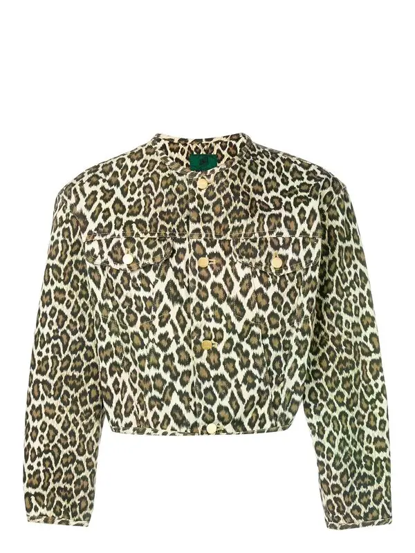 JEAN PAUL GAULTIER Leopard Print Cropped Jacket - Brown