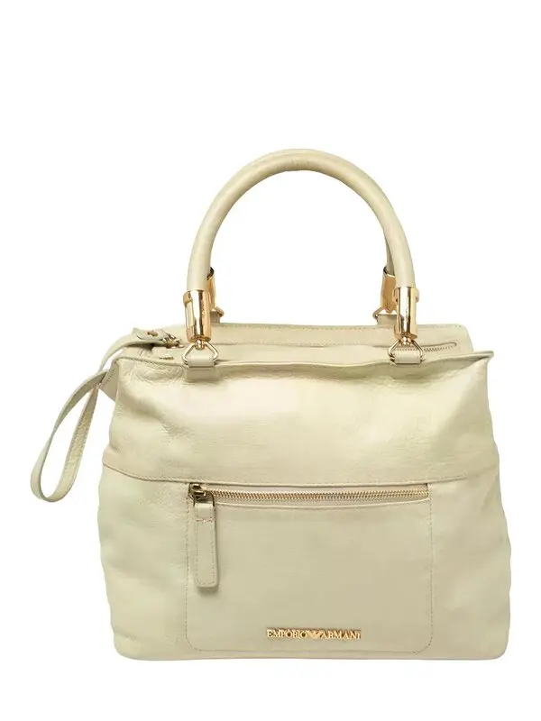 Emporio Armani Leather Tote Bag - Neutrals