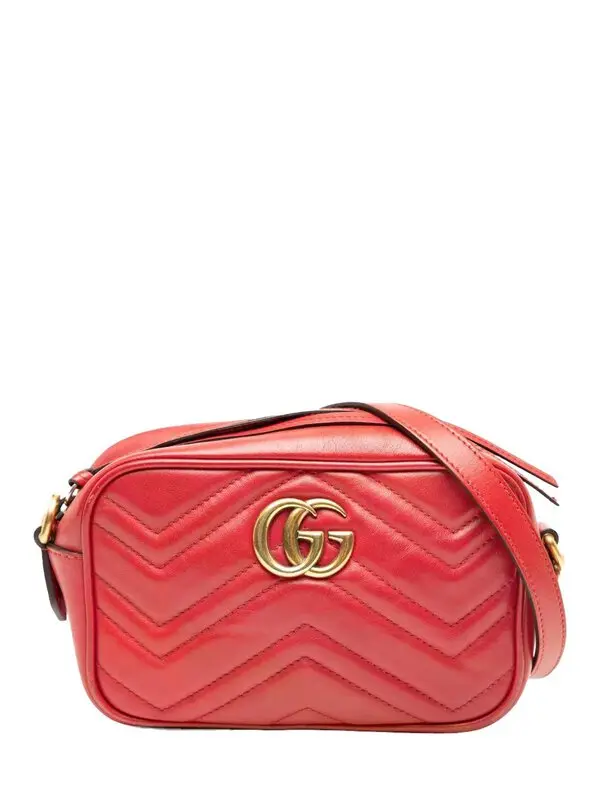 Gucci Mini Gg Marmont Matelassé Leather Crossbody Bag - Red