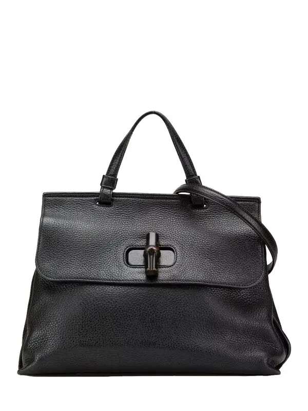 Gucci Medium Leather Bamboo Daily Satchel 2000-2015 - Black
