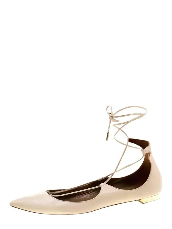 AQUAZZURA Pointed-toe Lace-up Flats - Neutrals