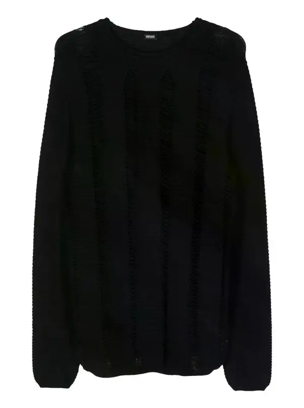 Versace 2000s Openwork-knit Cotton Jumper - Black