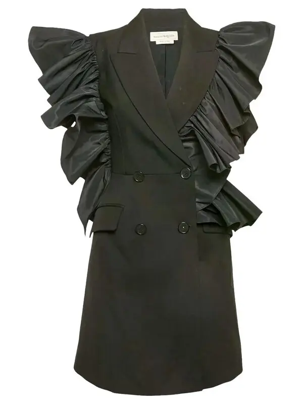 Alexander McQueen Ruffled-detail Mini Dress - Black