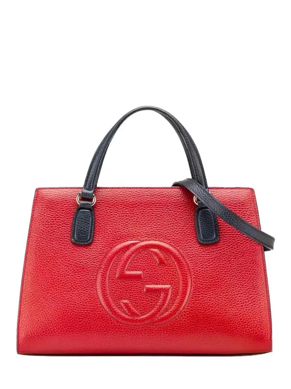 Gucci Tricolor Pebbled Calfskin Soho Convertible Top Handle Bag - Red