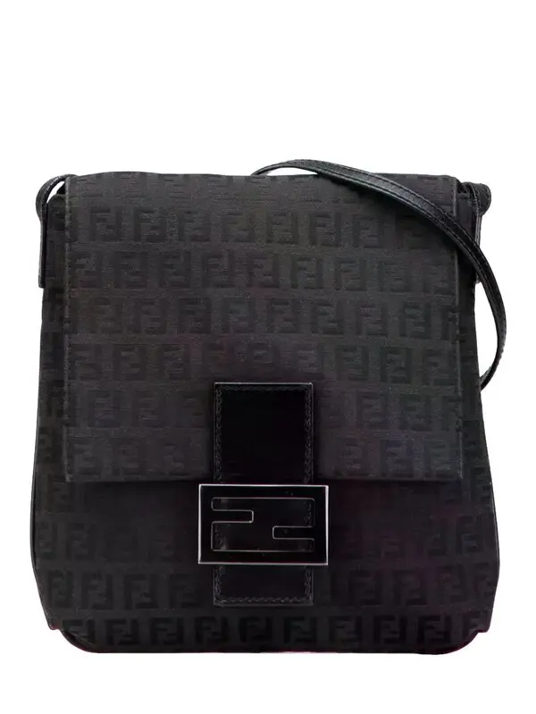 Fendi 2000-2010 Zucchino Canvas Crossbody Bag - Black