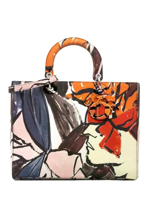 Dior 2014 Large Canvas Floral Graffiti Lady Satchel - Multicolour