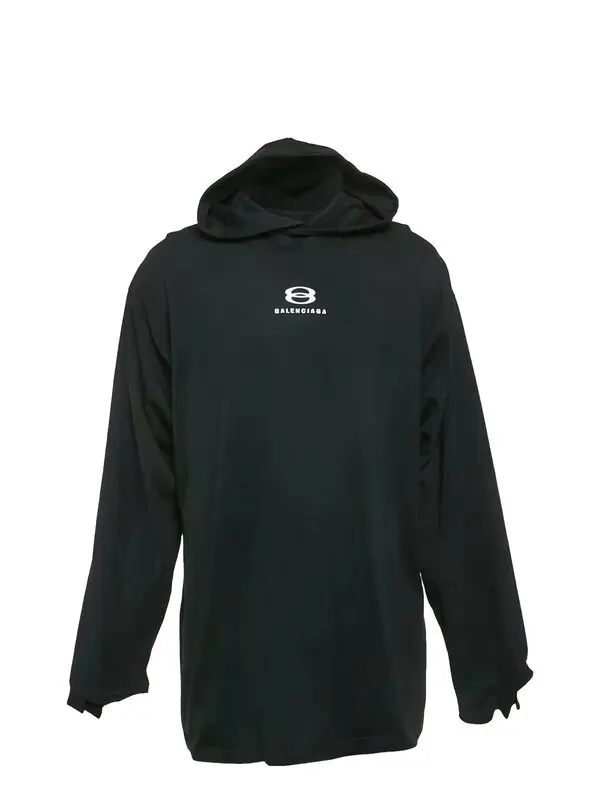 Balenciaga Logo-print Cotton Hoodie - Black