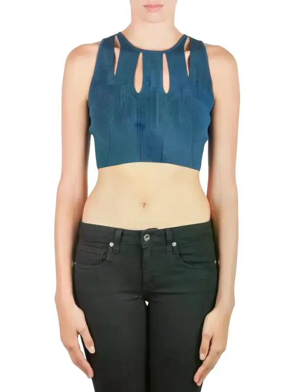 Cushnie Cut-out Ribbed Top - Blue