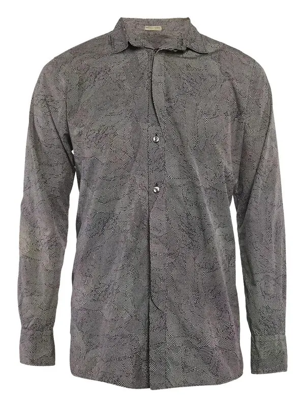 Bottega Veneta Abstract-print Cotton Shirt - Blue