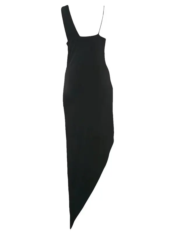 LAMA JOUNI Asymmetric Hem One-shoulder Dress - Black