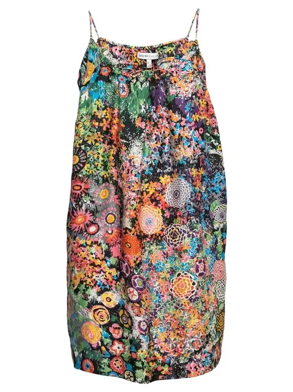 See By Chloé Vintage Floral-print Mini Dress - Black