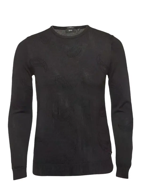 BOSS Paisley-pattern Virgin Wool Blend Sweater - Black