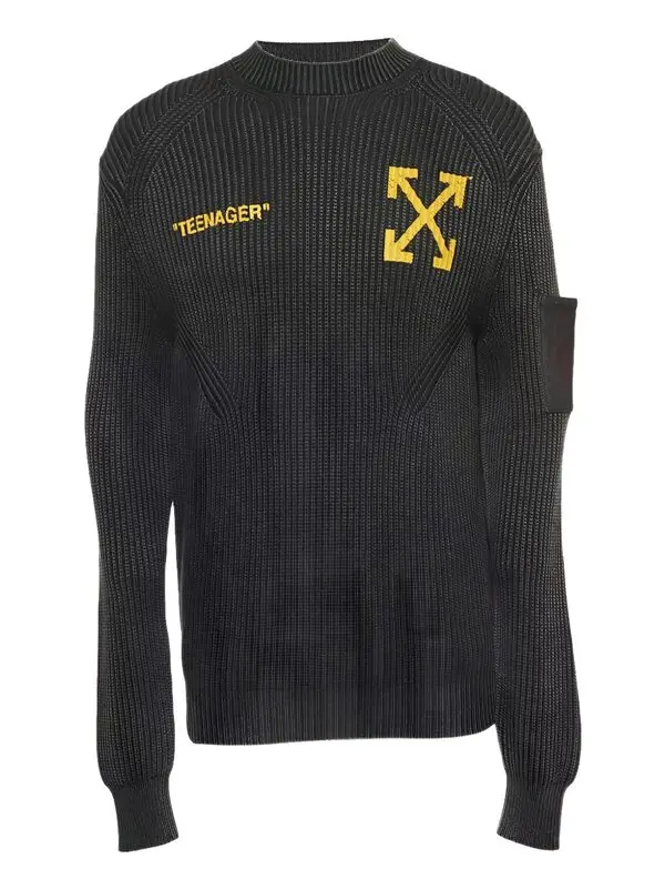 Off-White Knitted Graphic Sweater - Black