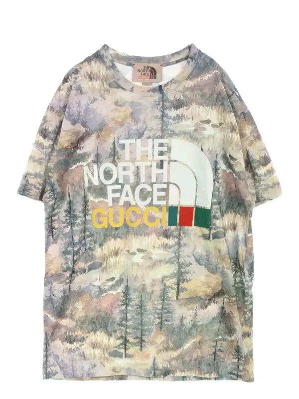 Gucci 2010s X The North Face Logo-print Cotton T-shirt - Grey
