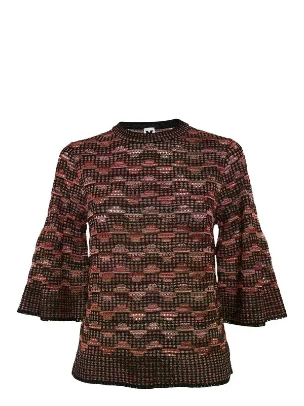Missoni Lurex-knit Bell-sleeve Top - Brown